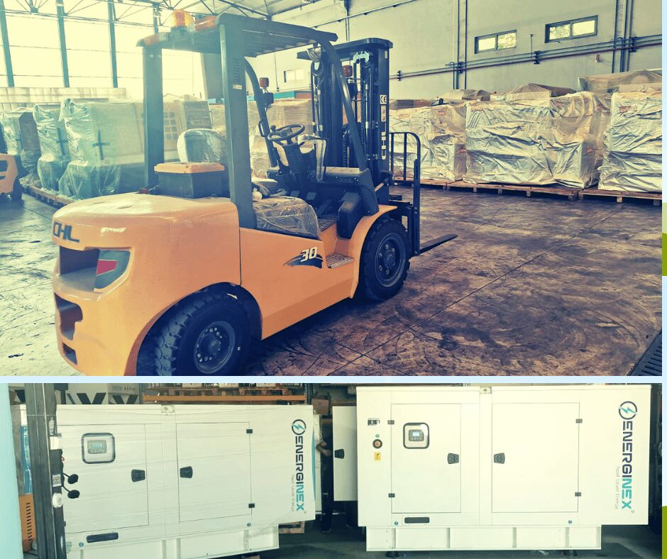 EB220 Generator Set & 3-Ton Diesel Forklift – Powering a Cement Brick ...